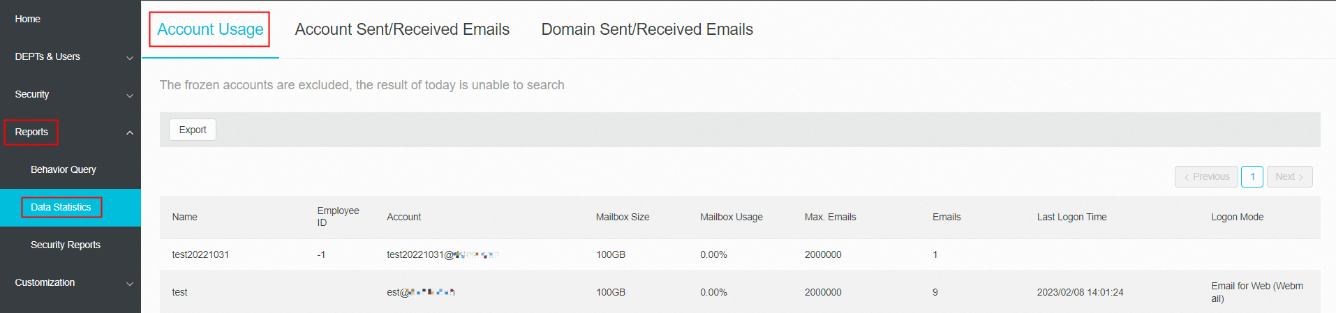 Data Statistics Alibaba Mail Alibaba Cloud Documentation Center