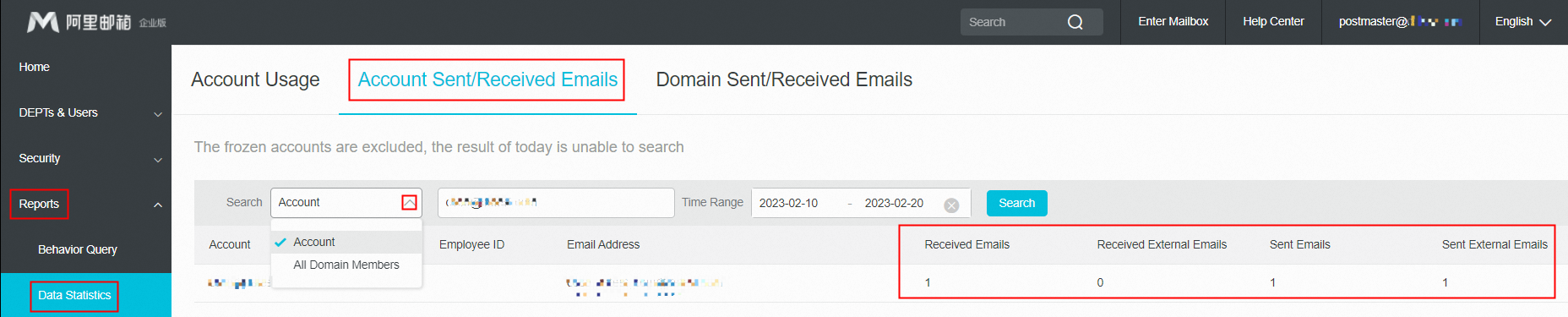 Data Statistics Alibaba Mail Alibaba Cloud Documentation Center