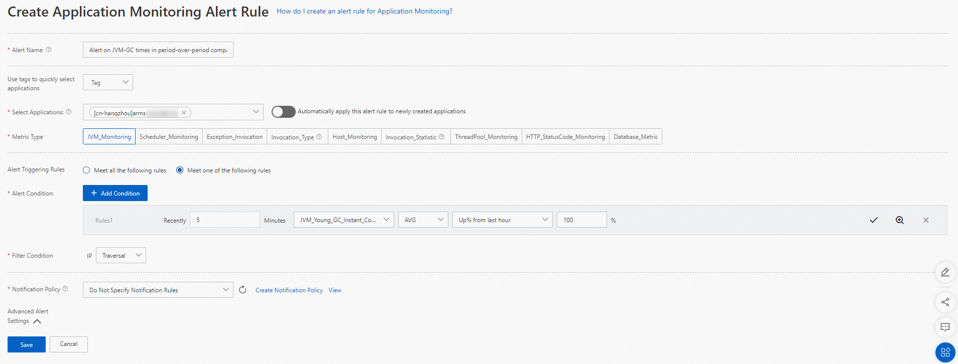 Alert Rules For Application Monitoring New Enterprise Distributed Application Service