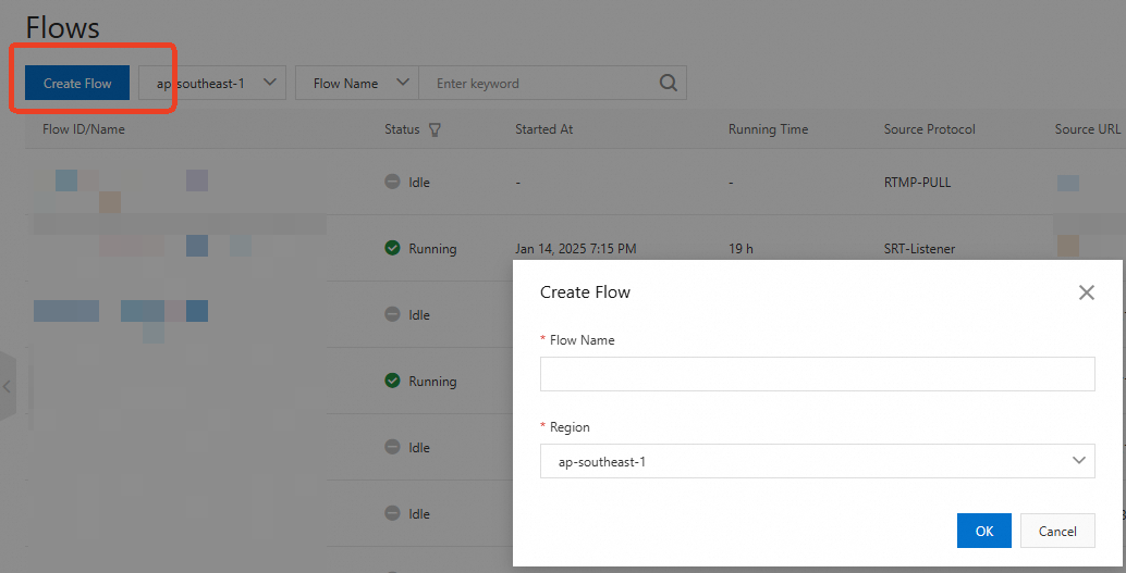 Create and manage flows in MediaConnect - Intelligent Media Services - Alibaba Cloud ...