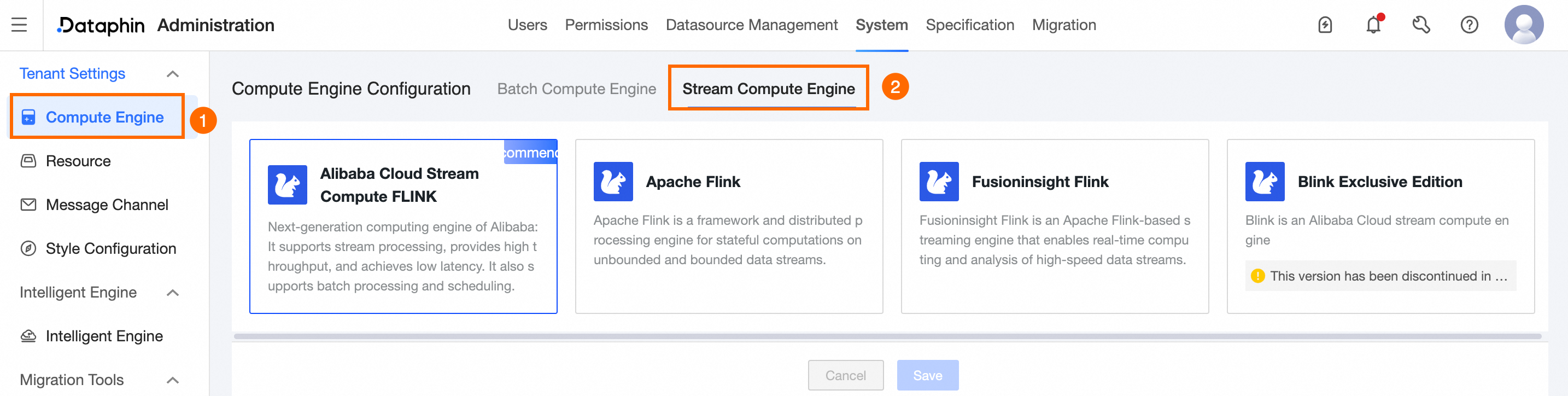 Set up the real-time computing engine - Dataphin - Alibaba Cloud Documentation Center
