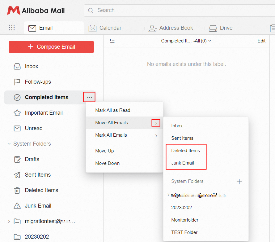 Method for Deleting or Clearing Emails on Webmail - Alibaba Mail - Alibaba Cloud Documentation ...