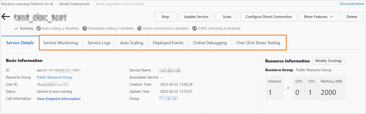 Model service deployment by using the PAI console - Platform For AI ...