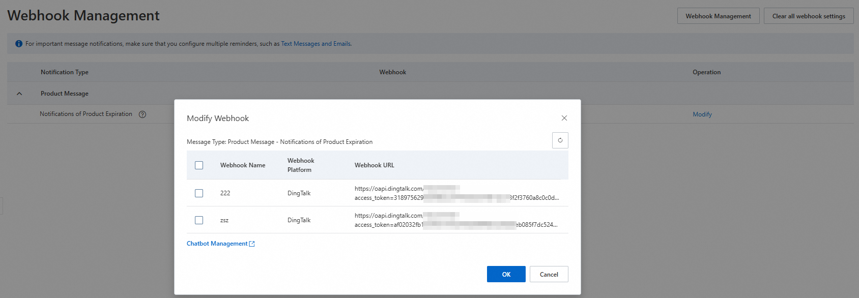 robot reception management - Account Management - Alibaba Cloud Documentation Center