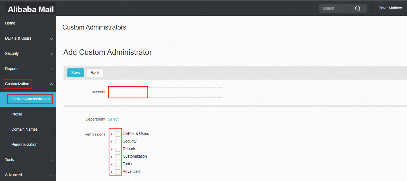 How to Create Custom Administrators? - Alibaba Mail - Alibaba Cloud Documentation Center