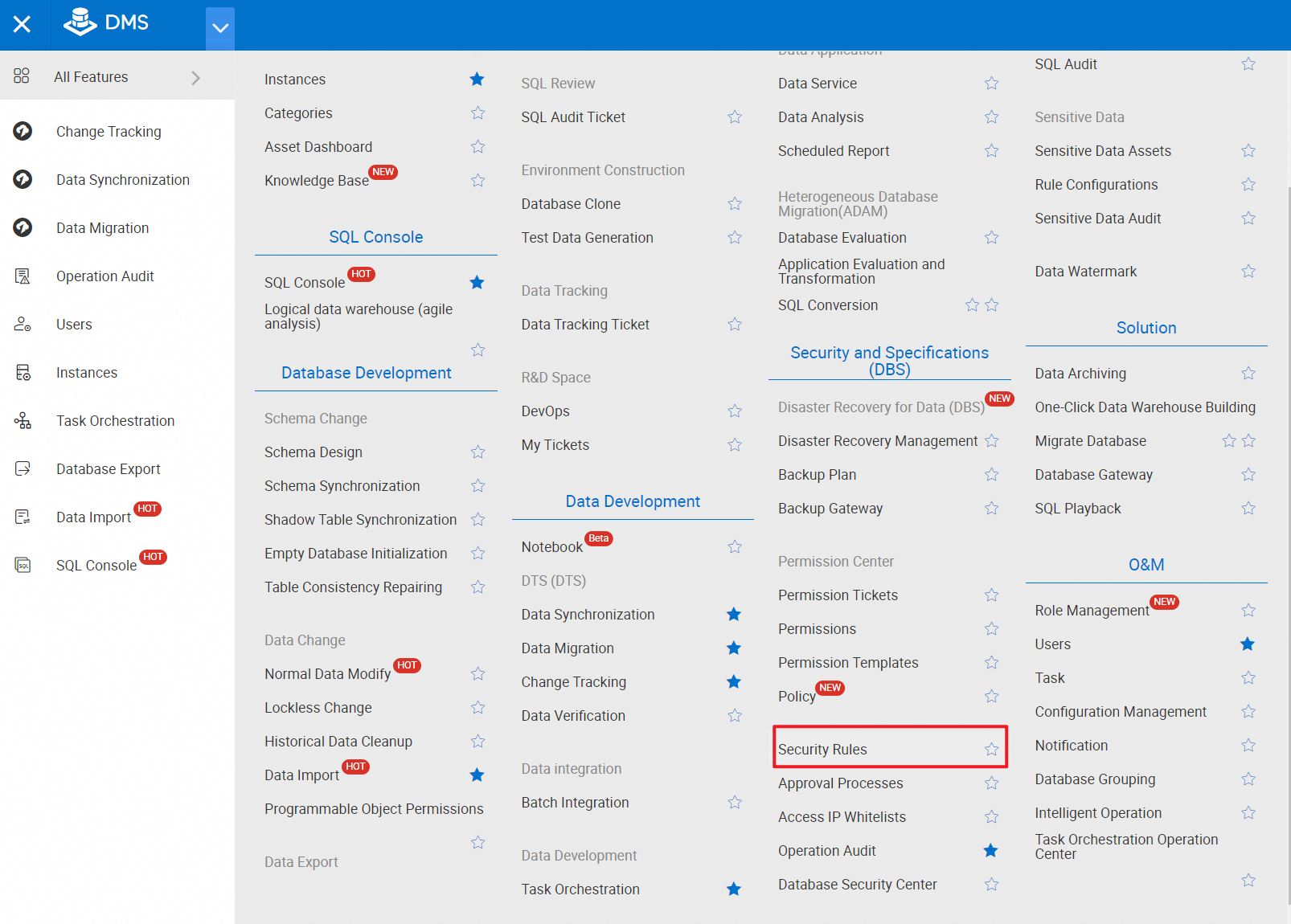 Create a DMS security rule - Cloud Architect Design Tools - Alibaba ...