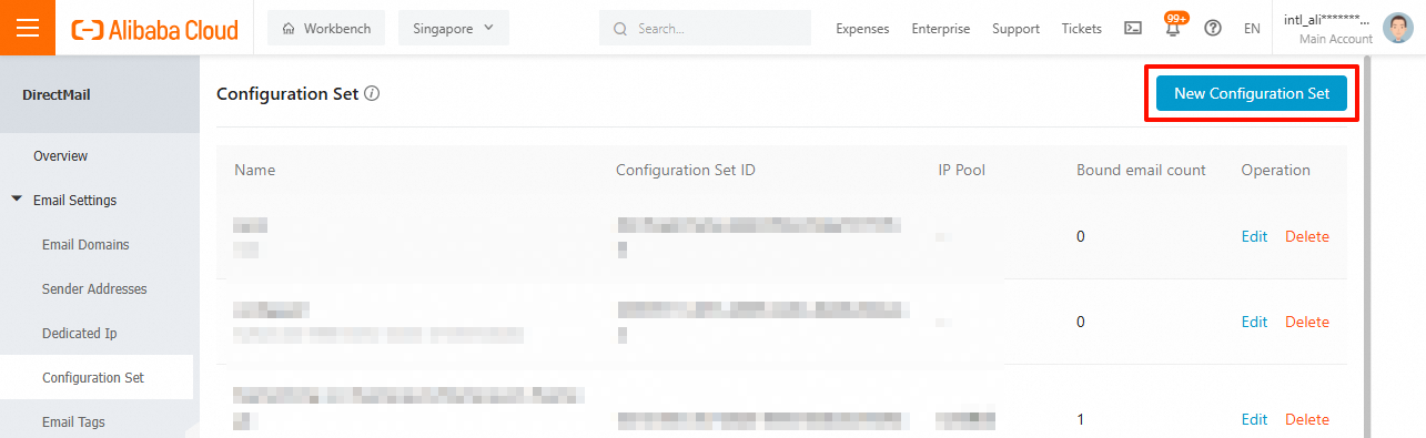 Sender configurations (configuration sets) - Direct Mail - Alibaba ...