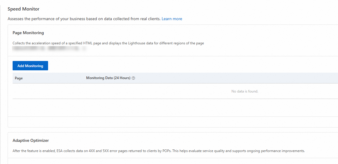 Page monitoring - Edge Security Acceleration - Alibaba Cloud Documentation Center