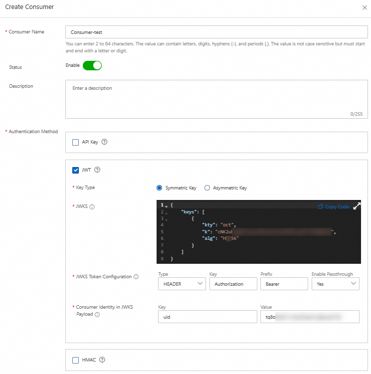 Configure consumer authentication - API Gateway - Alibaba Cloud Documentation Center