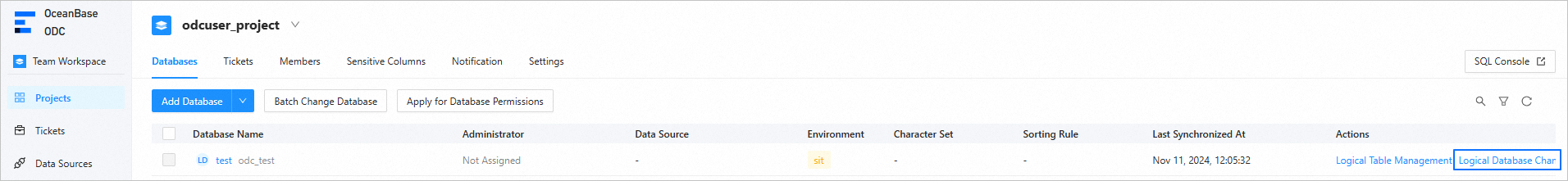 Logical database change management - ApsaraDB for OceanBase - Alibaba Cloud Documentation Center