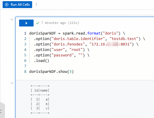 Implement Doris read and write operations in EMR Serverless Spark - E-MapReduce - Alibaba Cloud ...