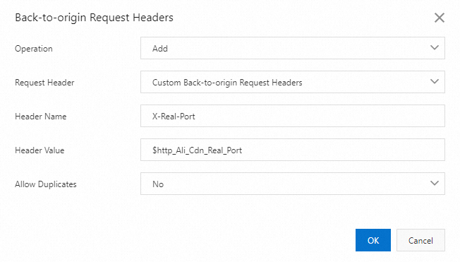 Configure custom request headers - CDN - Alibaba Cloud Documentation Center Configure custom request headers - CDN - Alibaba Cloud Documentation Center