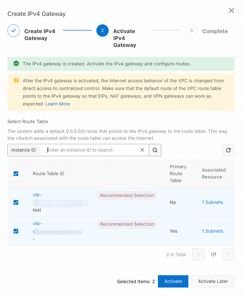 Panduan Pengguna Gateway IPv4 - Virtual Private Cloud - 阿里云