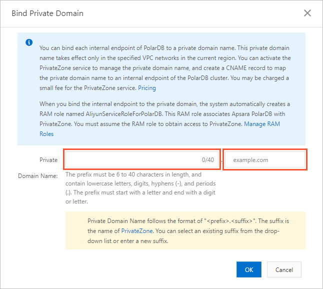 Nama domain privat - PolarDB - 阿里云