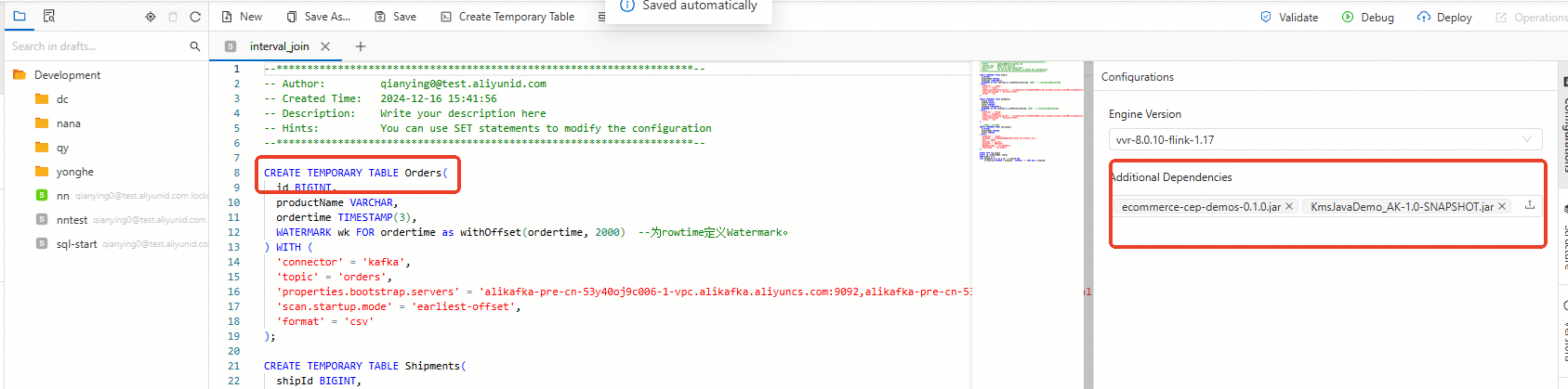 FAQ tentang pengembangan dan debugging penyebaran draft - Realtime Compute for Apache Flink - 阿里云