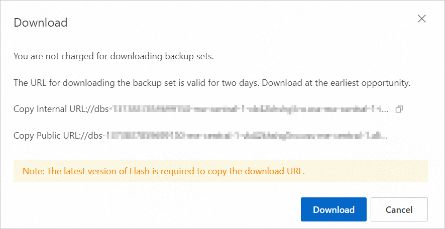 Unduh set cadangan data atau log - Data Management - 阿里云