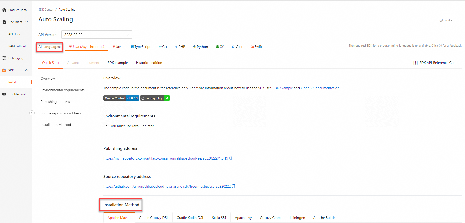 Instal dan gunakan Auto Scaling SDK - Auto Scaling - 阿里云