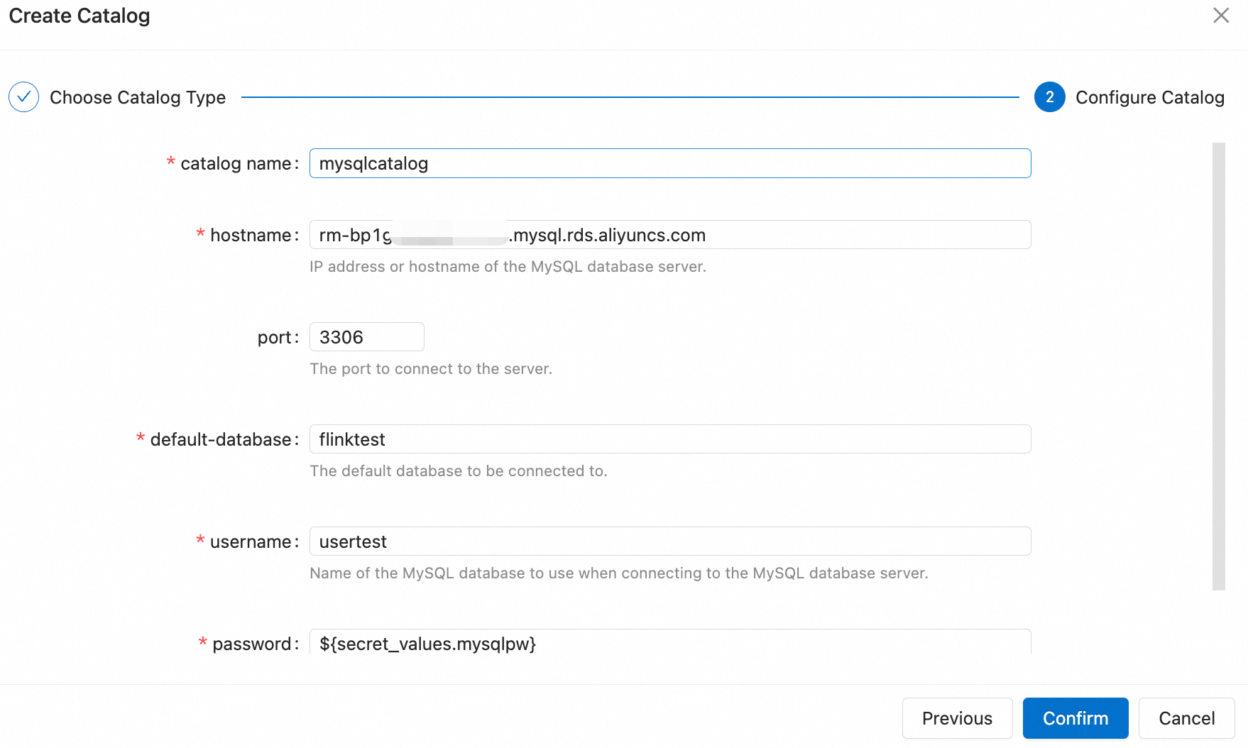 Kelola katalog MySQL - Realtime Compute for Apache Flink - 阿里云