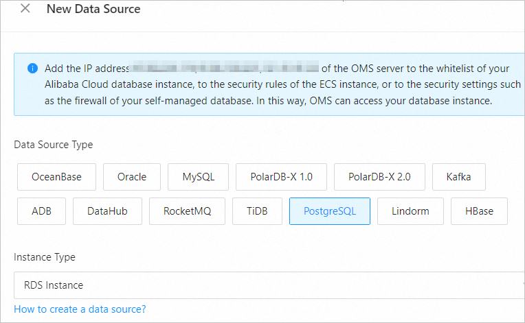 PostgreSQL データソースを作成する - ApsaraDB for OceanBase - Alibaba Cloud ドキュメントセンター