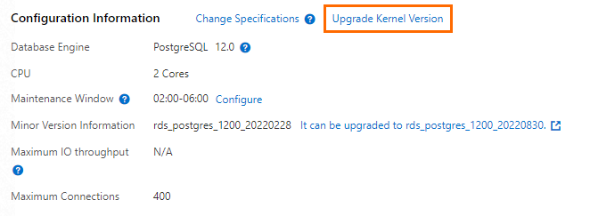Updateマイナーエンジンのバージョンのapsaradb Rds Postgresqlためインスタンス Alibaba Cloud ドキュメントセンター 