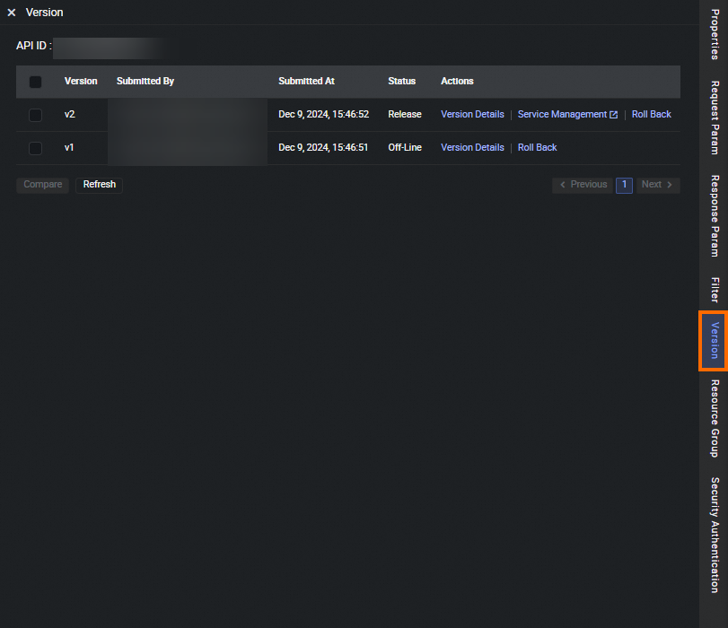 API バージョンの表示と管理 - DataWorks - Alibaba Cloud ドキュメントセンター