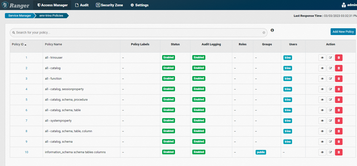 配置Trino開啟Ranger許可權控制 - E-MapReduce - 阿里雲