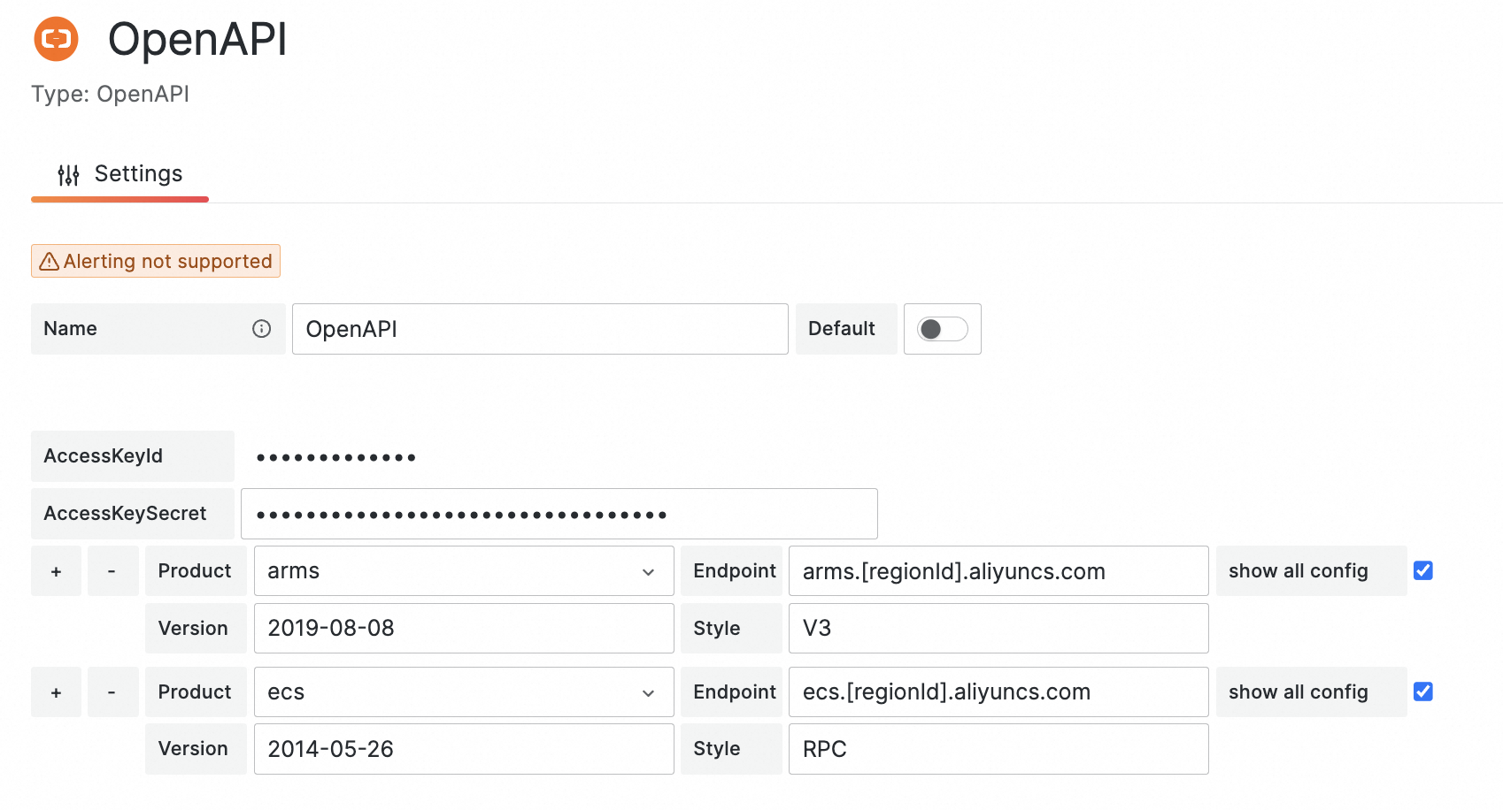 添加並使用阿里雲OpenAPI資料來源 - Application Real-Time Monitoring Service - 阿里雲