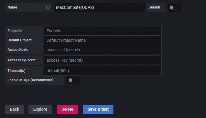 添加並使用MaxCompute（ODPS）資料來源 - Managed Service for Grafana - 阿里雲